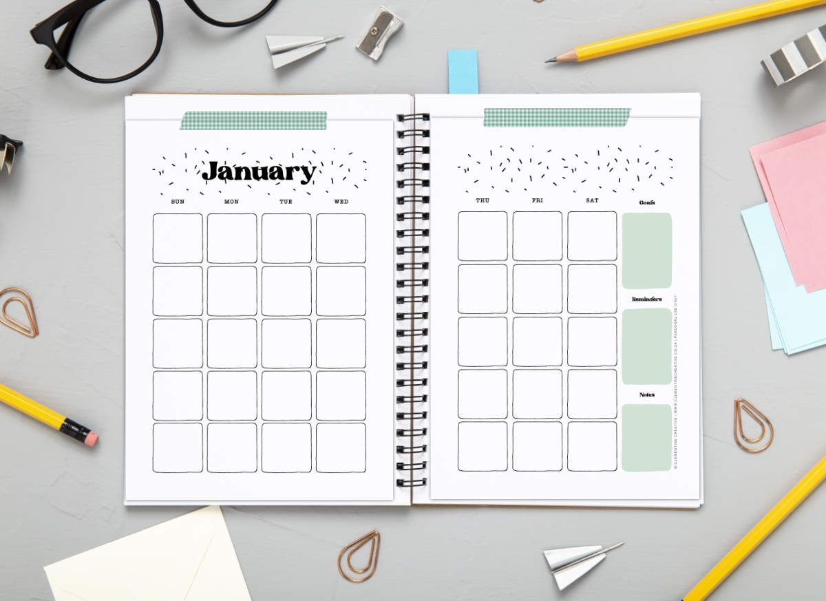 Bullet Journal Monthly Calendar Templates (Free Printable PDF ...